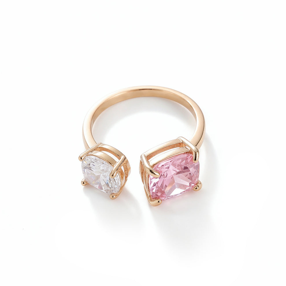 Gold Plated Adjustable Dual Color Crystal Ring for Women | Size Adjust ...